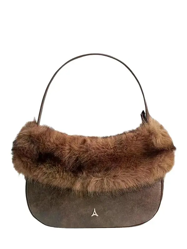 Manière De Voir Briony Faux Leather And Faux Fur Mini Bag - Brown