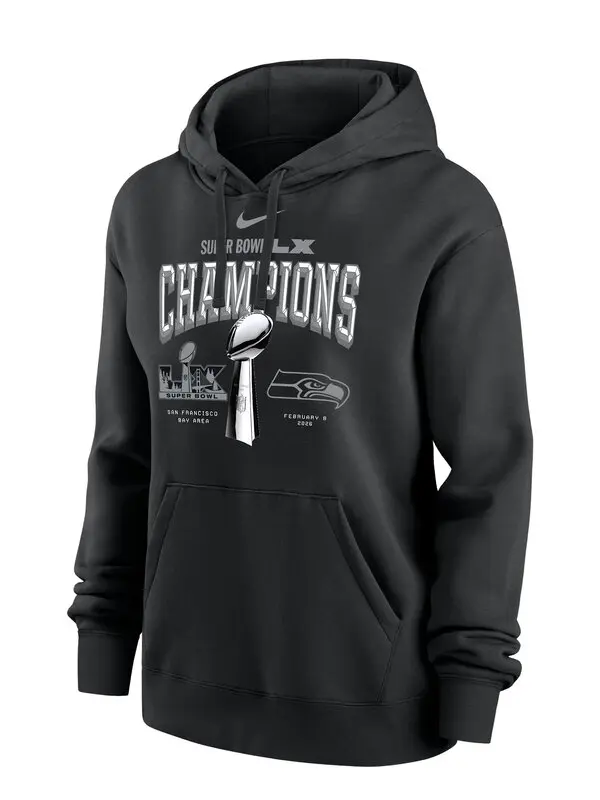 Nike Seattle Seahawks Super Bowl Lx Champions Trophy Collection Nfl Pullover Hoodie - Black