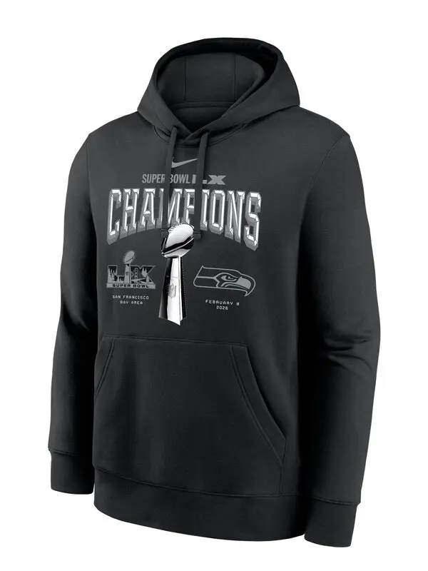 Nike Seattle Seahawks Super Bowl Lx Champions Trophy Collection Nfl Pullover Hoodie - Black