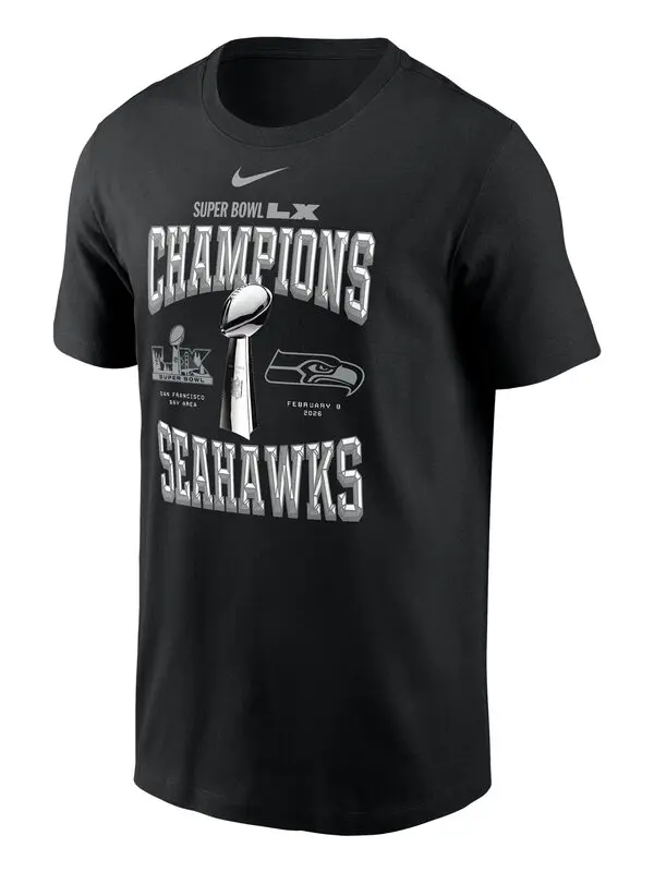 Nike Seattle Seahawks Super Bowl Lx Champions Trophy Collection Nfl T-shirt - Black