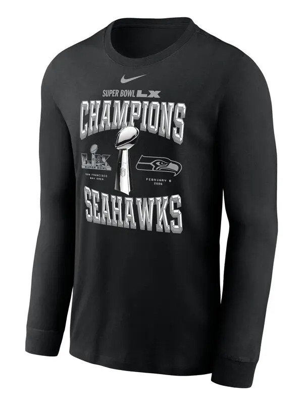 Nike Seattle Seahawks Super Bowl Lx Champions Trophy Collection Nfl Long-sleeve T-shirt - Black
