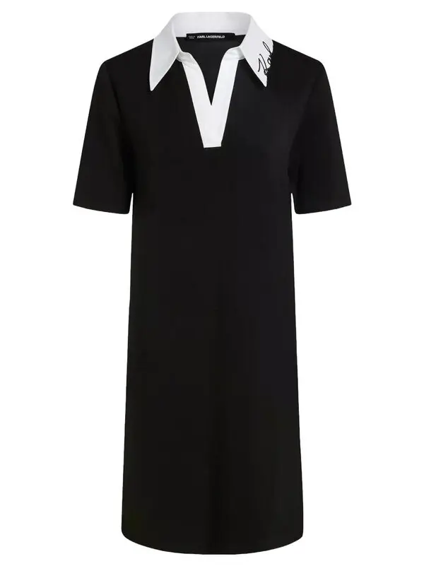 Karl Lagerfeld Signature-collar Polo Dress - Black
