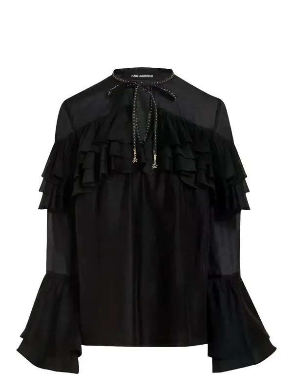 Karl Lagerfeld Ruffled Tie Blouse - Black