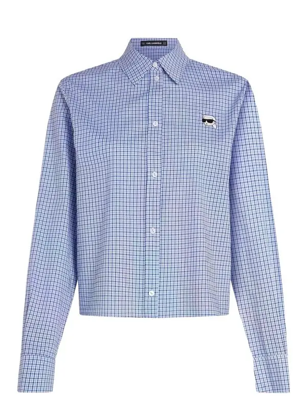 Karl Lagerfeld Ikon Checked Blouse - Blue