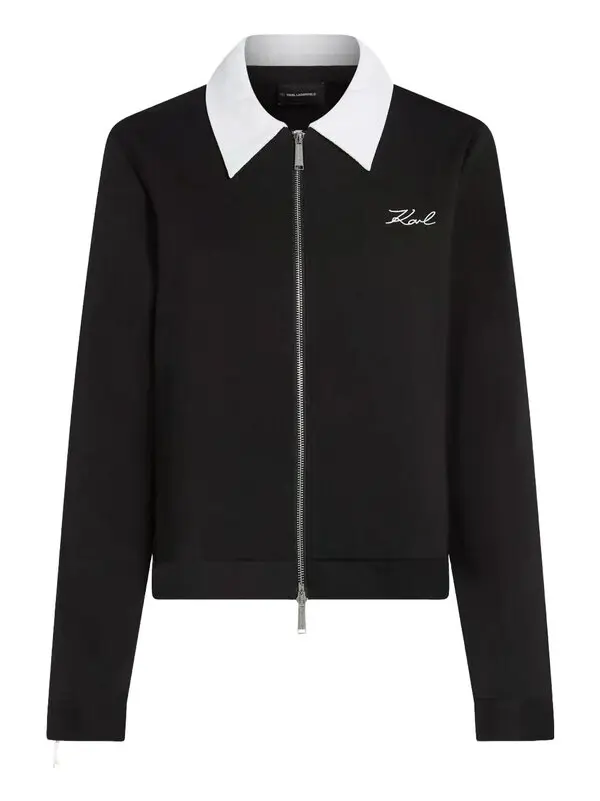 Karl Lagerfeld Zip-up Collar Jacket - Black