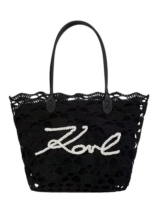 Karl Lagerfeld Signature Fan Beach Bag - Black