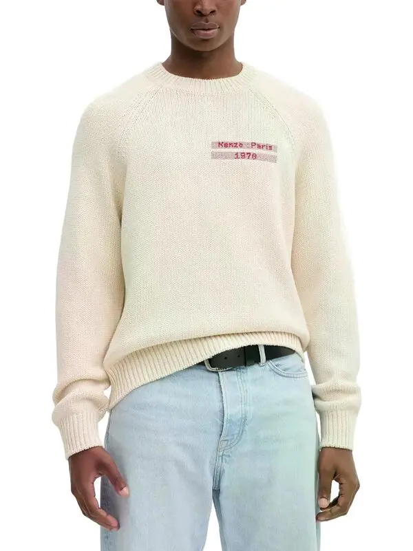 Kenzo Logo-embroidered Sweater - Neutrals