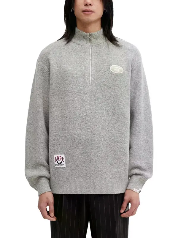 AAPE BY *A BATHING APE® Moonface Half-zip Knit Sweater - Grey