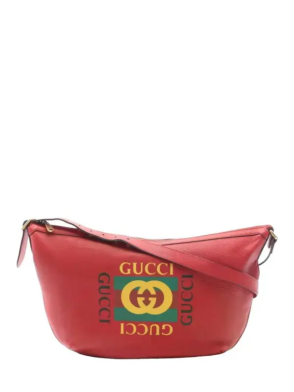 Gucci 2000s Logo Leather Shoulder Bag - Red
