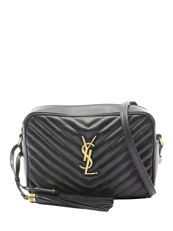 Saint Laurent 2010s Lou Chevron Leather Shoulder Bag - Black