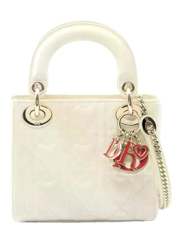Dior 2010s Mini Lady Cannage Leather Tote - Neutrals