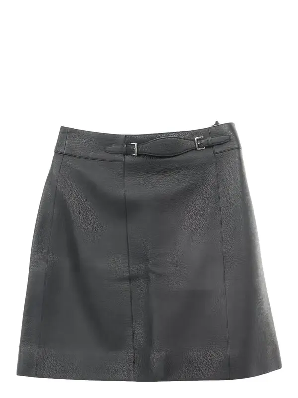 Hermès 2010s A-line Leather Skirt - Black