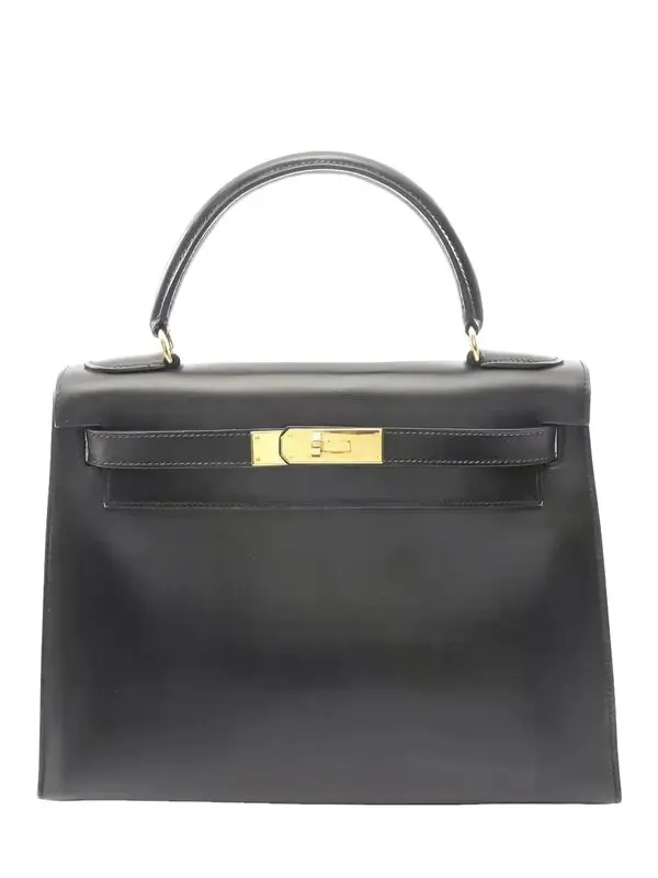 Hermès 1996 Leather Handbag With Gold-tone Hardware - Black