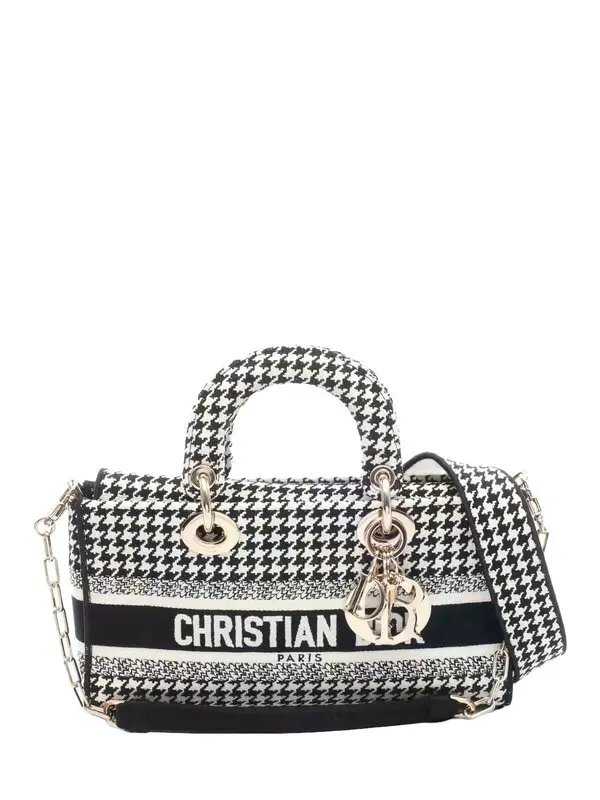 Dior Houndstooth Handle Handbag - Black