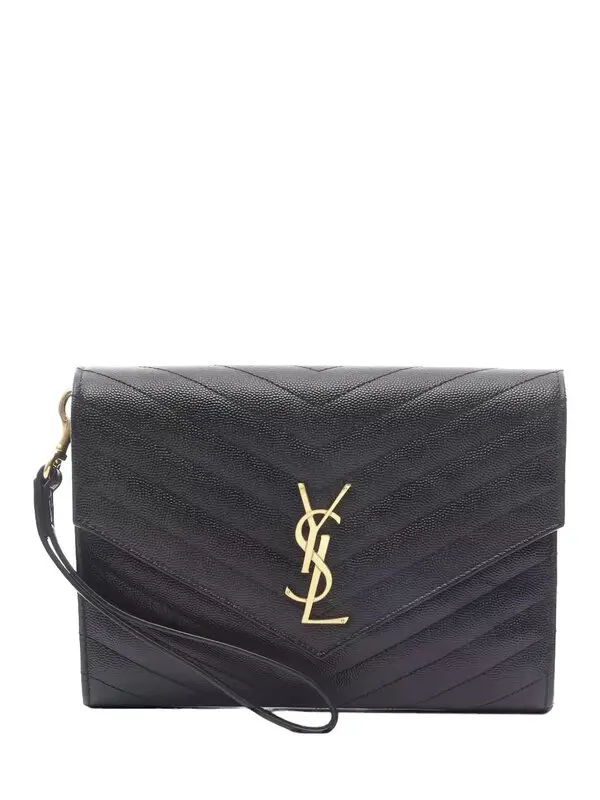 Saint Laurent Logo-plaque Clutch Bag - Black