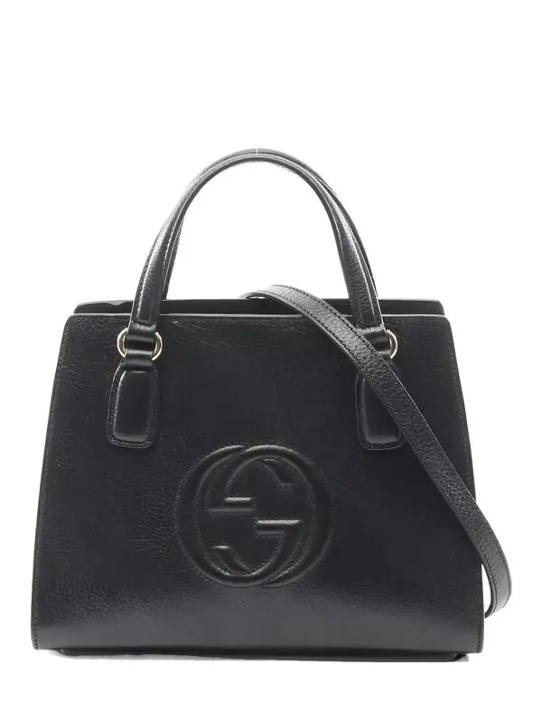 Gucci Soho Interlocking G Leather Tote Bag - Black