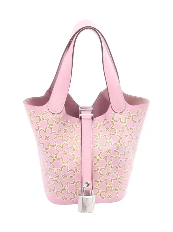 Hermès 2022 Picotin Flower Print Tote Bag - Pink