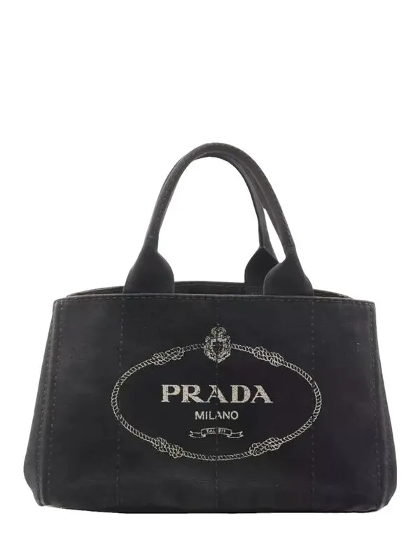 Prada 2000s Canapa Canvas Tote Bag - Black