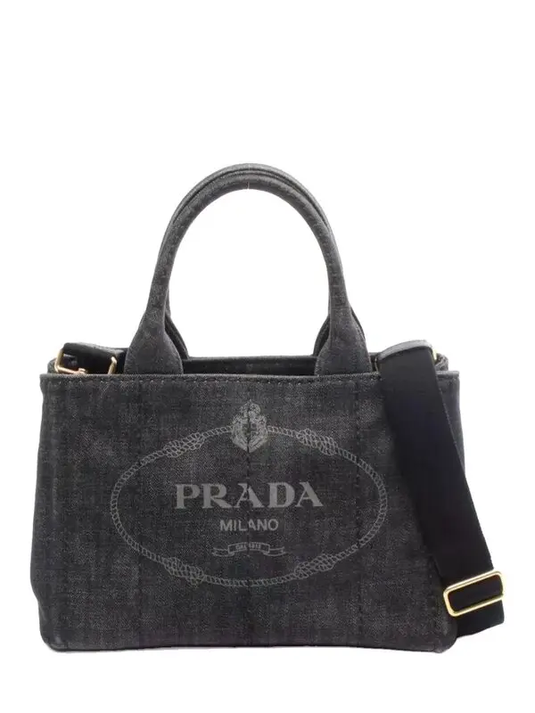Prada 2010s Canapa Denim Tote Bag - Grey