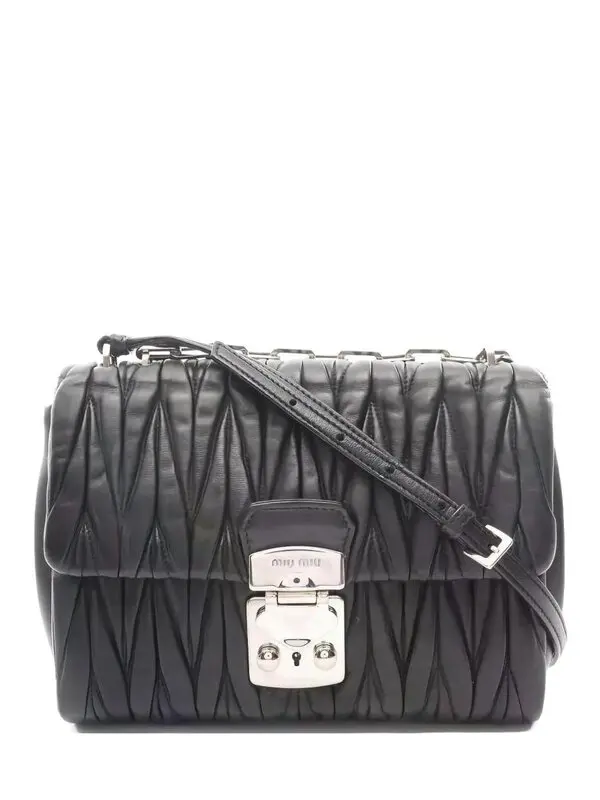 Miu Miu 2010s Matelassé Leather Shoulder Bag - Black