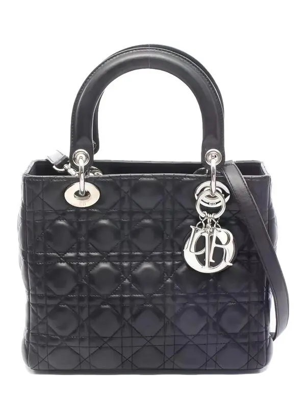 Dior 2010's Quilted Leather Tote Bag - Black
