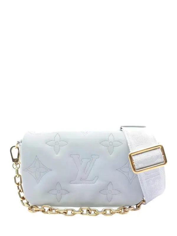 LOUIS VUITTON 2010s Bubblegram Embossed Leather Shoulder Bag - Blue