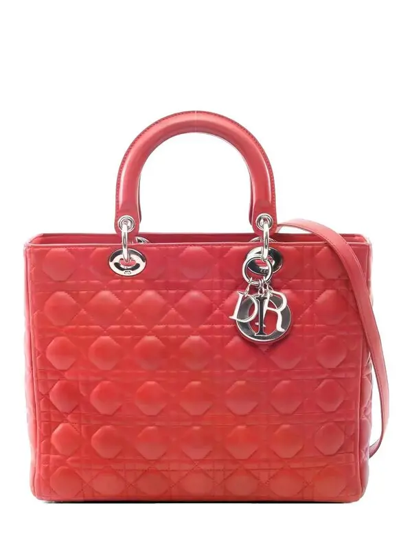 Dior Large Lady Canage Leather Handbag - Red