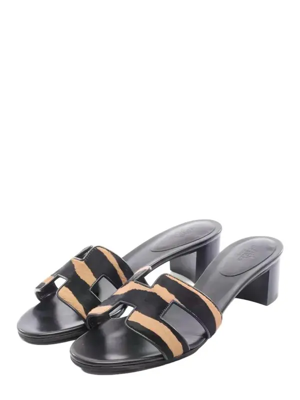 Hermès 2010s Oasis Leather Sandals - Black