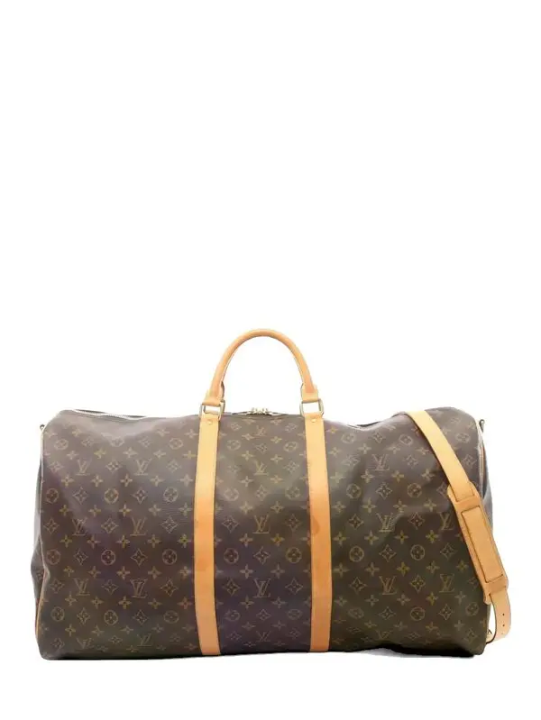 LOUIS VUITTON 2003 60 Keepall Bandoulière Monogram Luggage Bag - Brown