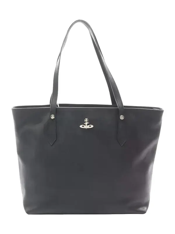 VIVIENNE WESTWOOD 20s Shopper Orb Leather Handbag - Black