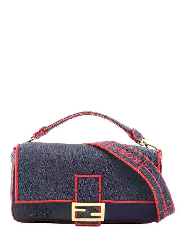 Fendi 2010s Baguette Denim Tote - Blue