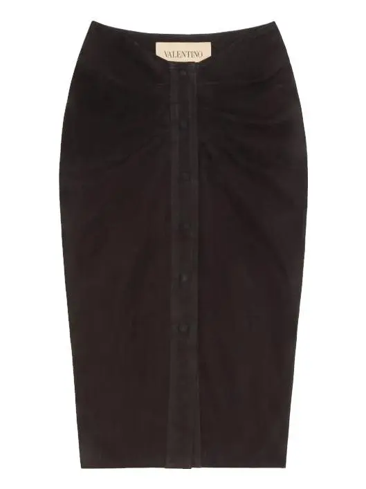 Valentino Garavani Suede Skirt With Buttons - Black