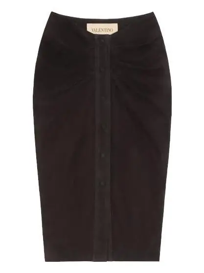 Valentino Garavani Suede Skirt With Buttons - Black