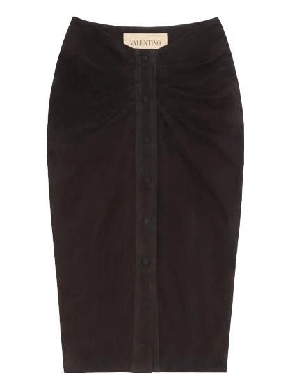 Valentino Garavani Suede Skirt With Buttons - Black