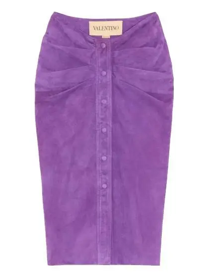Valentino Garavani Suede Skirt With Buttons - Purple