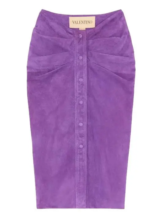 Valentino Garavani Suede Skirt With Buttons - Purple