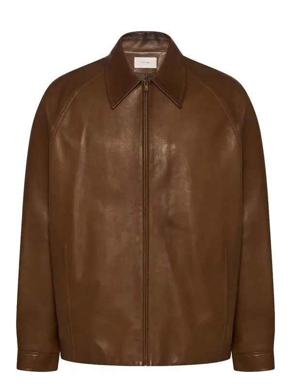 THE ROW Mount Leather Jacket - Oak Brown