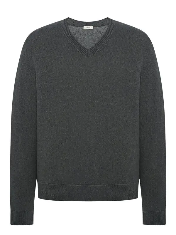 THE ROW Memphis Sweater In Cashmere And Linen - Steel Grey