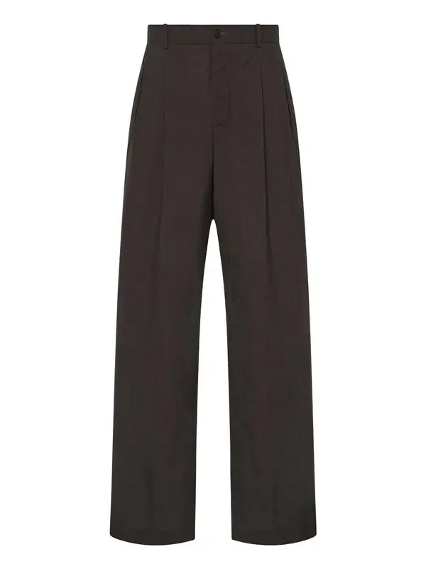 THE ROW Thom Wool Pants - Dark Brown