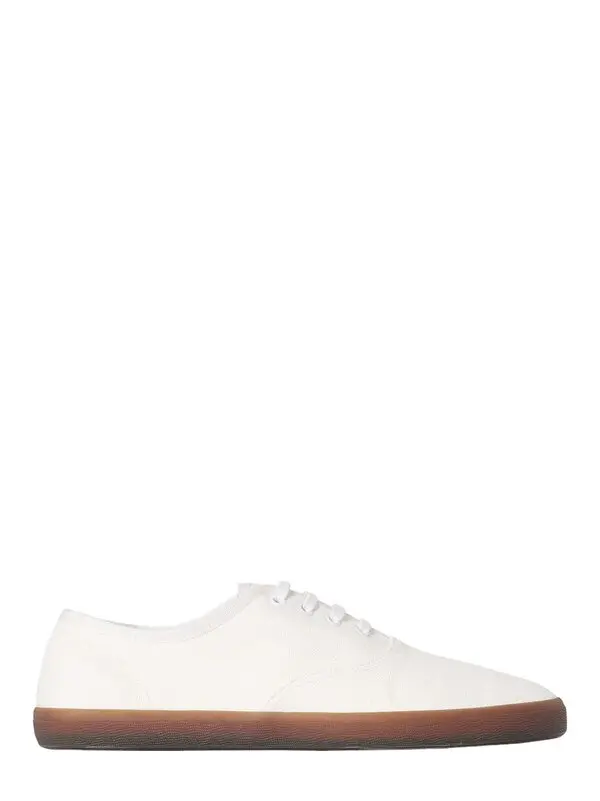 THE ROW Fynn Cotton Sneakers - Ivory / Smoked Brown