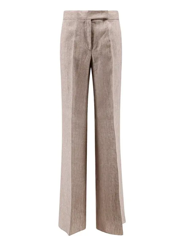 Max Mara Linen Wide Leg Trousers - Beige