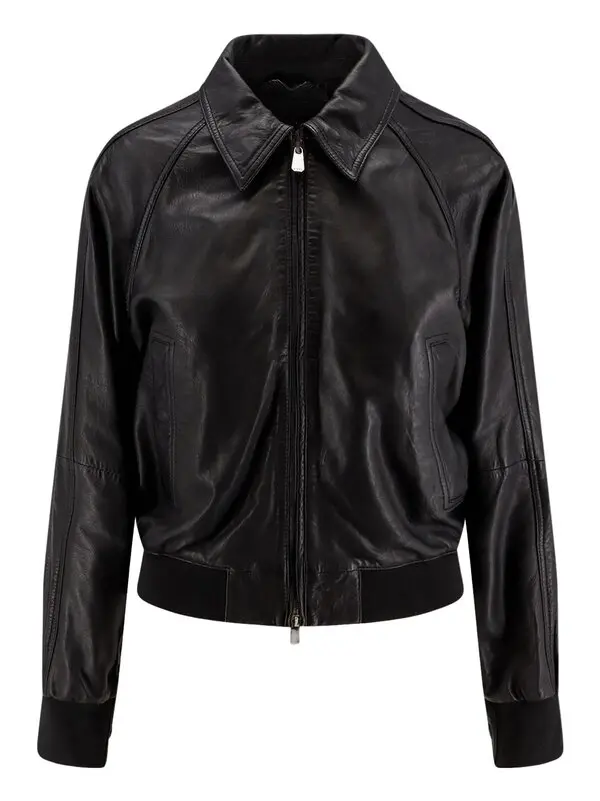 Pinko Barbra Leather Jacket - Black