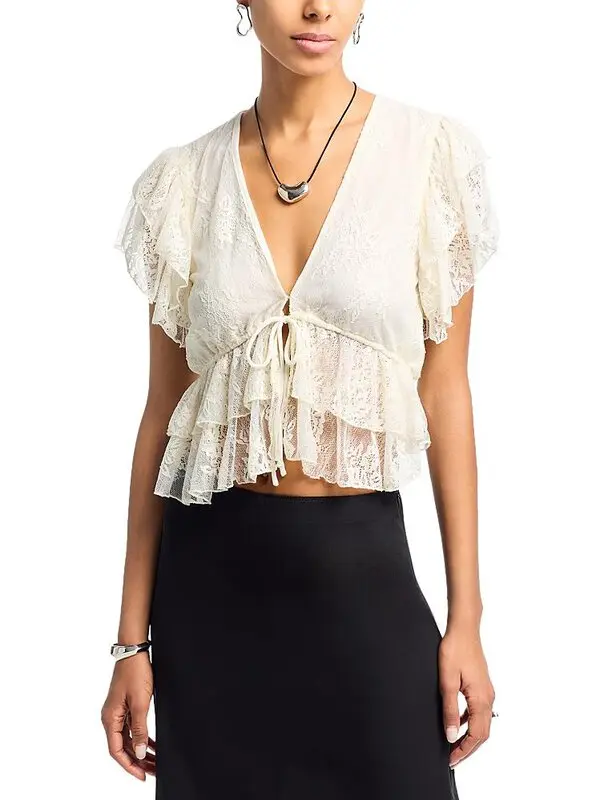 WAYF Cecily Lace Top - Cream