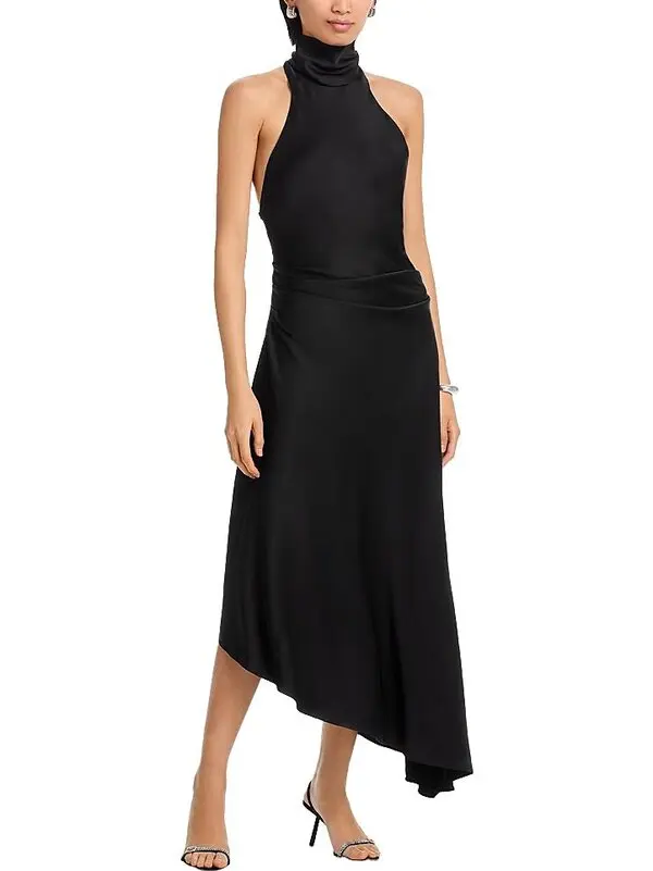 Simkhai Monica Satin Halter Dress - Black
