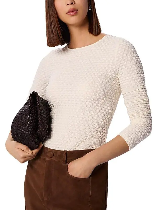 Whistles Textured Circle Jersey Top - Ivory