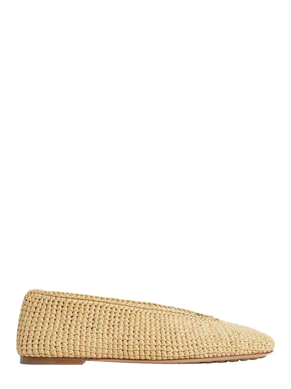 BOTTEGA  VENETA Raffia Crochet Ballerinas - Natural