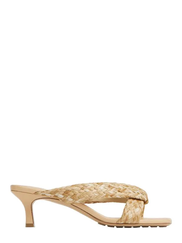 Bottega Veneta Riva Braided Raffia Mules - Macadamia