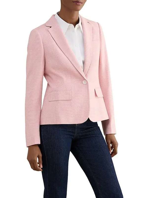 HOBBS LONDON Single Breasted Blazer - Pink Ivory