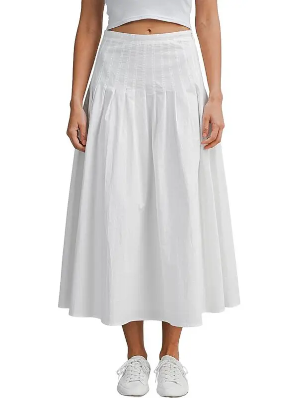 LUVEE Pleated Midi Skirt - White