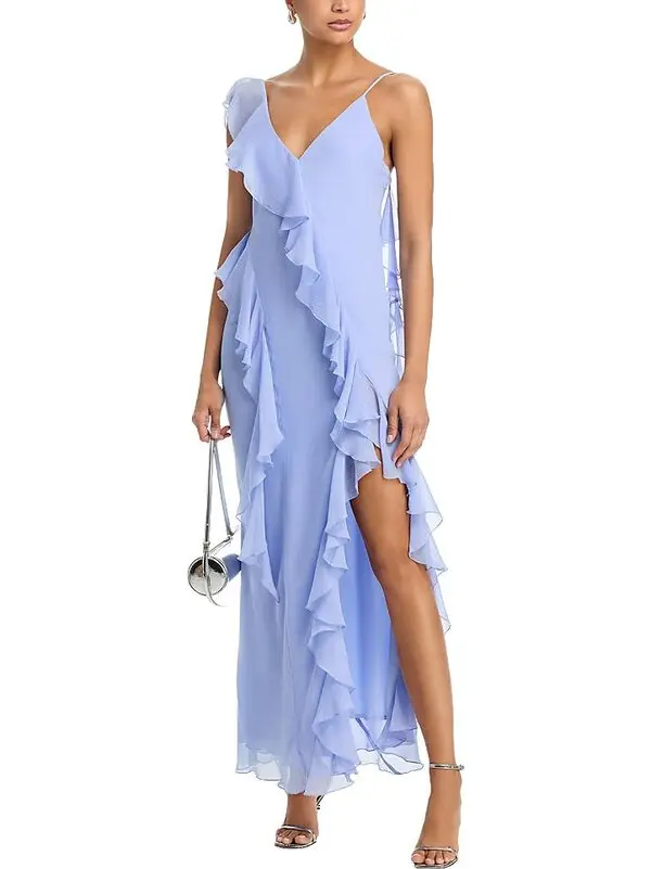 Aqua Ruffled Maxi Dress - Sky Blue